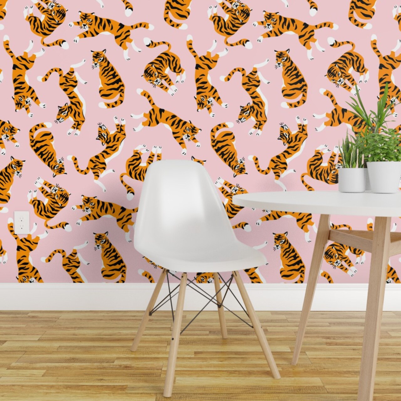 Peel & Stick Wallpaper 2FT Wide Whimsical Tiger Safari Animal Tropical ... Peel & Stick Wallpaper 2FT Wide Whimsical Tiger Safari Animal Tropical ...